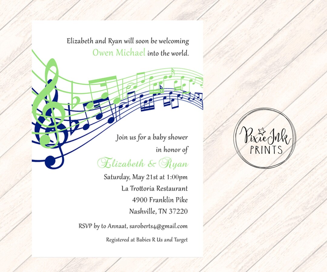 Music Notes Baby Shower Invitation, Musical Baby Shower Invitation ...