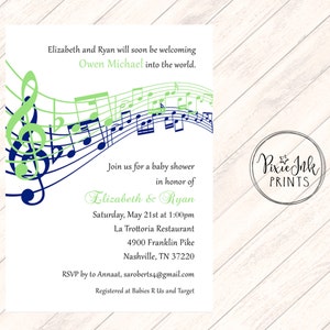 Music Notes Baby Shower Invitation, Musical Baby Shower Invitation ...