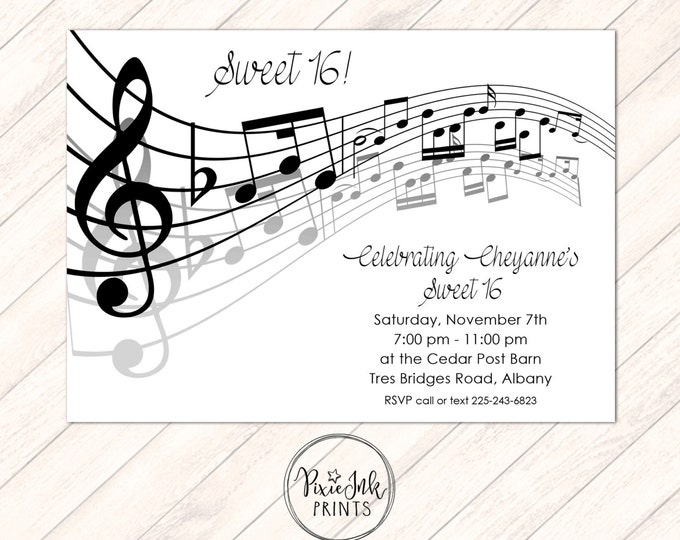 Music Notes Invitation, Musical Party, Sheet Music Invitation, Music ...