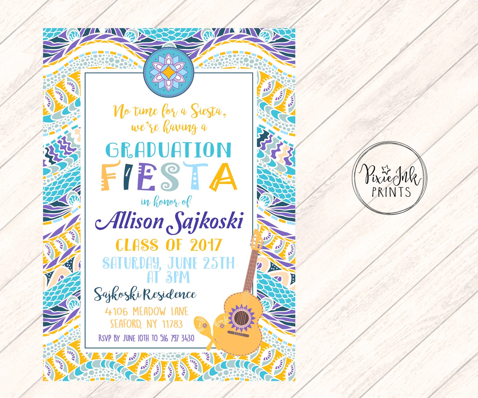 Graduation Fiesta Party Invitation, Fiesta Graduation Invitation, Grad ...