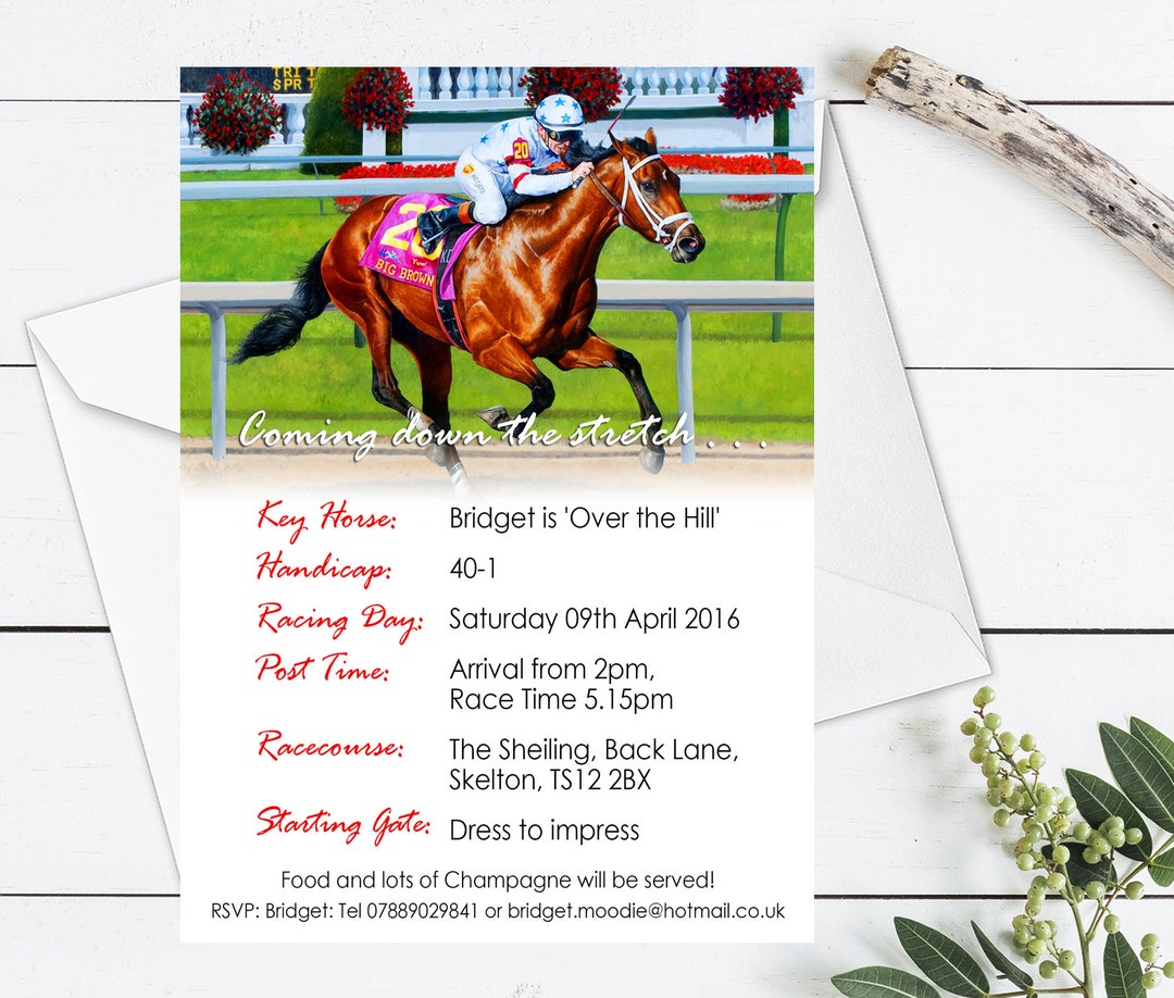 Horse Racing Invitation, Coming Down the Stretch Invitation, Racing ...