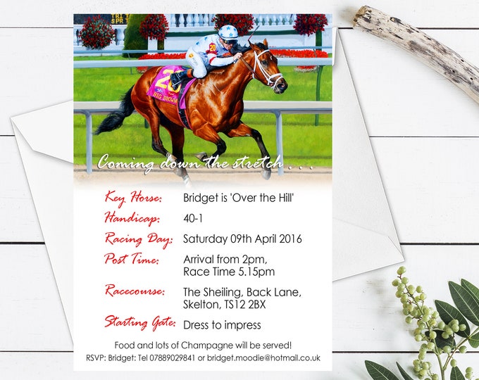 Horse Racing Invitation, Coming Down the Stretch Invitation, Racing ...