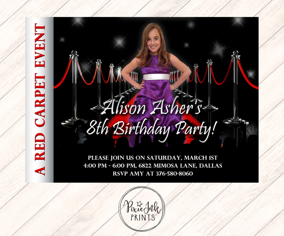 Red Carpet Invitation, Hollywood Party Invite, Red Carpet Party ...