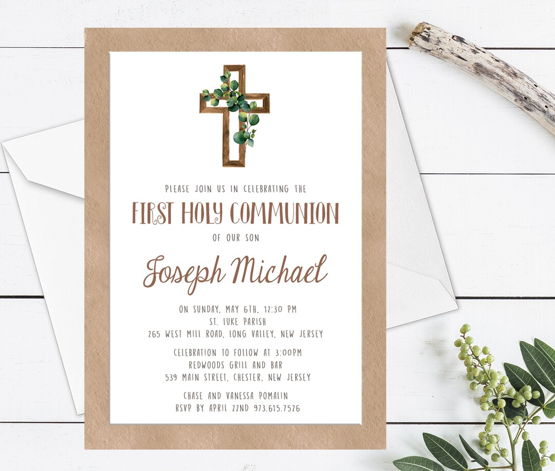 Rustic Communion Invitation, 1st Communion Party, First Holy Communion ...