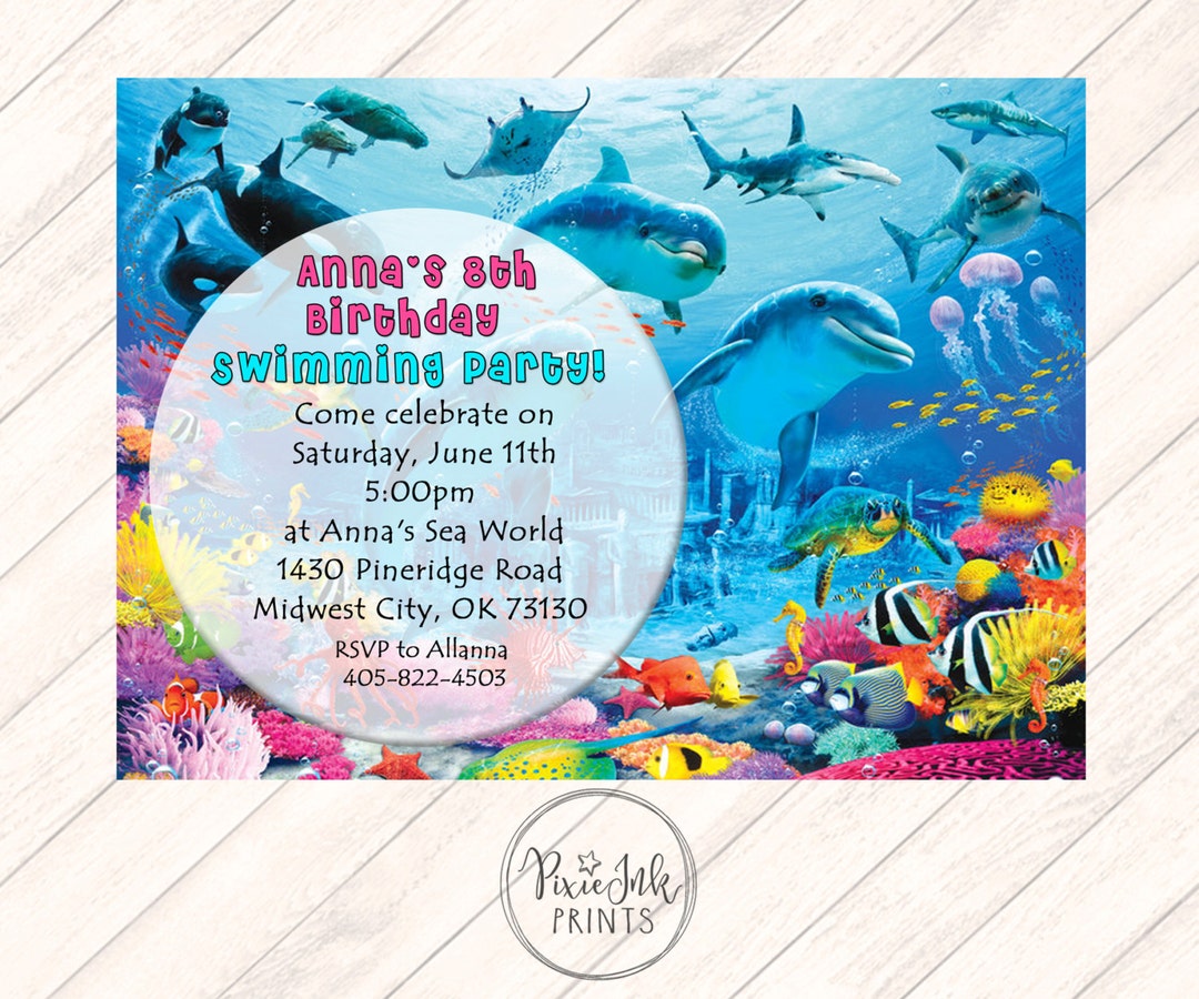 Dolphin Invitation, Under the Sea Invitation, Sea Animals Invite, Under ...