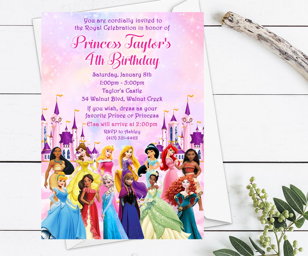 Princess Birthday Invitation, Princess Birthday Invitation, Princess ...