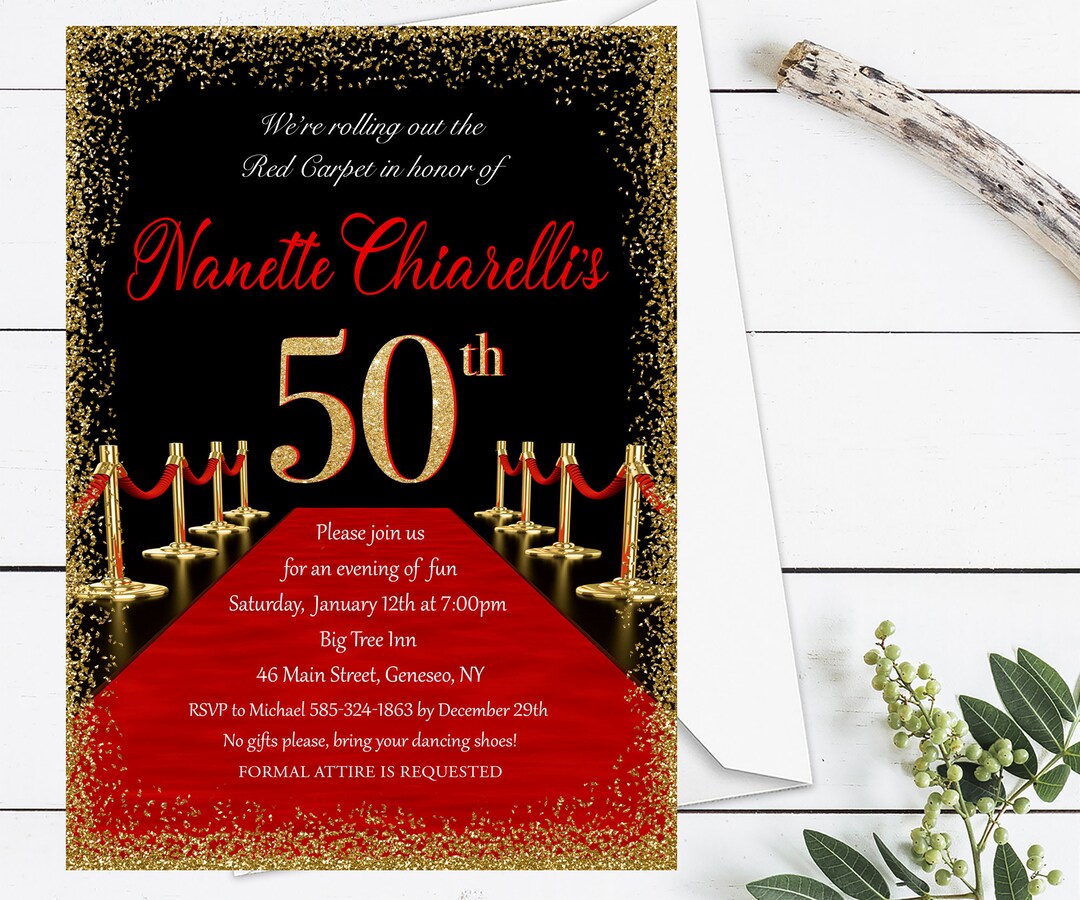 Red Carpet Birthday Invitations, Red Carpet Event Hollywood Invitations ...