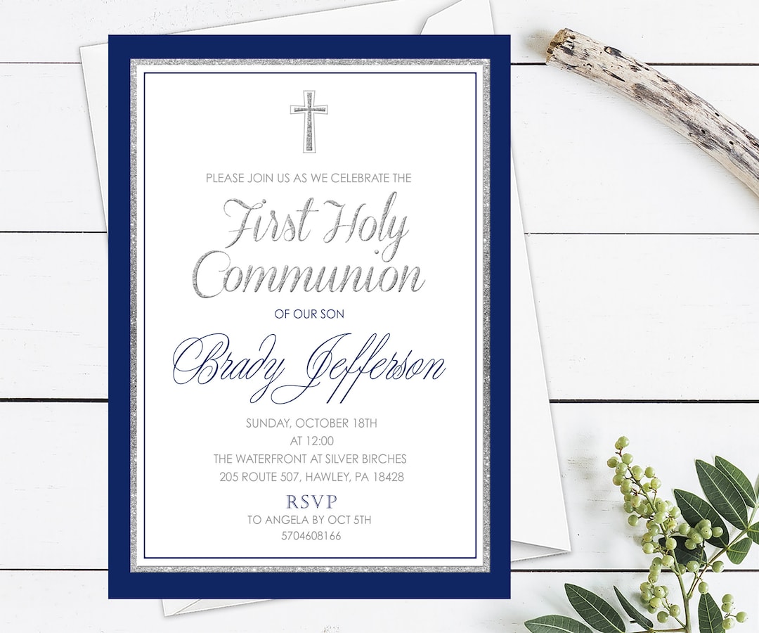 First Communion Invitation for Boy, First Holy Communion Invitation ...