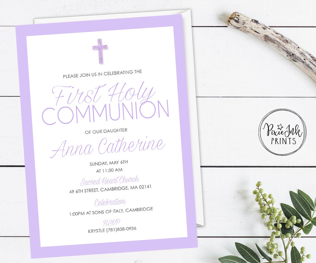 Girl First Communion Invitation, First Holy Communion Invitation for ...