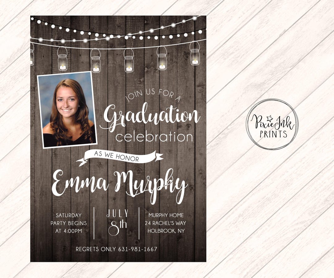 Rustic Graduation Party Invitation, Wood Graduation Invitation, Wood ...