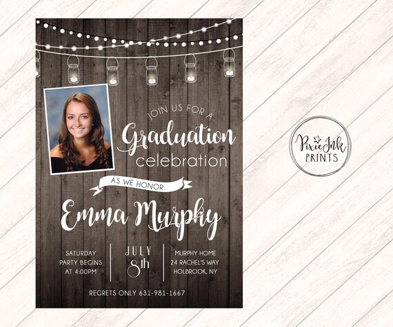 Rustic Graduation Party Invitation Wood Graduation | Etsy
