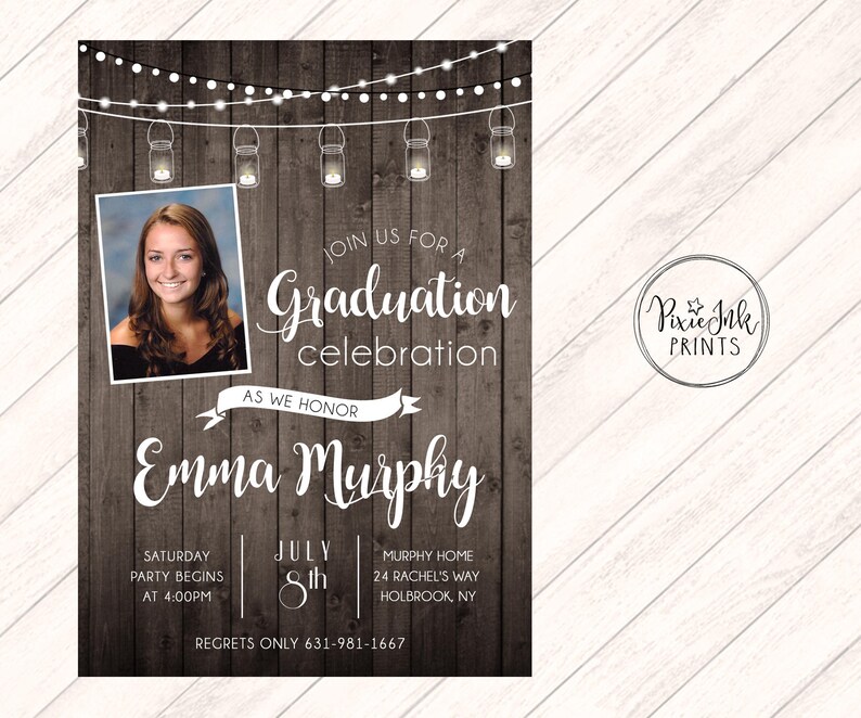 Rustic Graduation Party Invitation Wood Graduation | Etsy