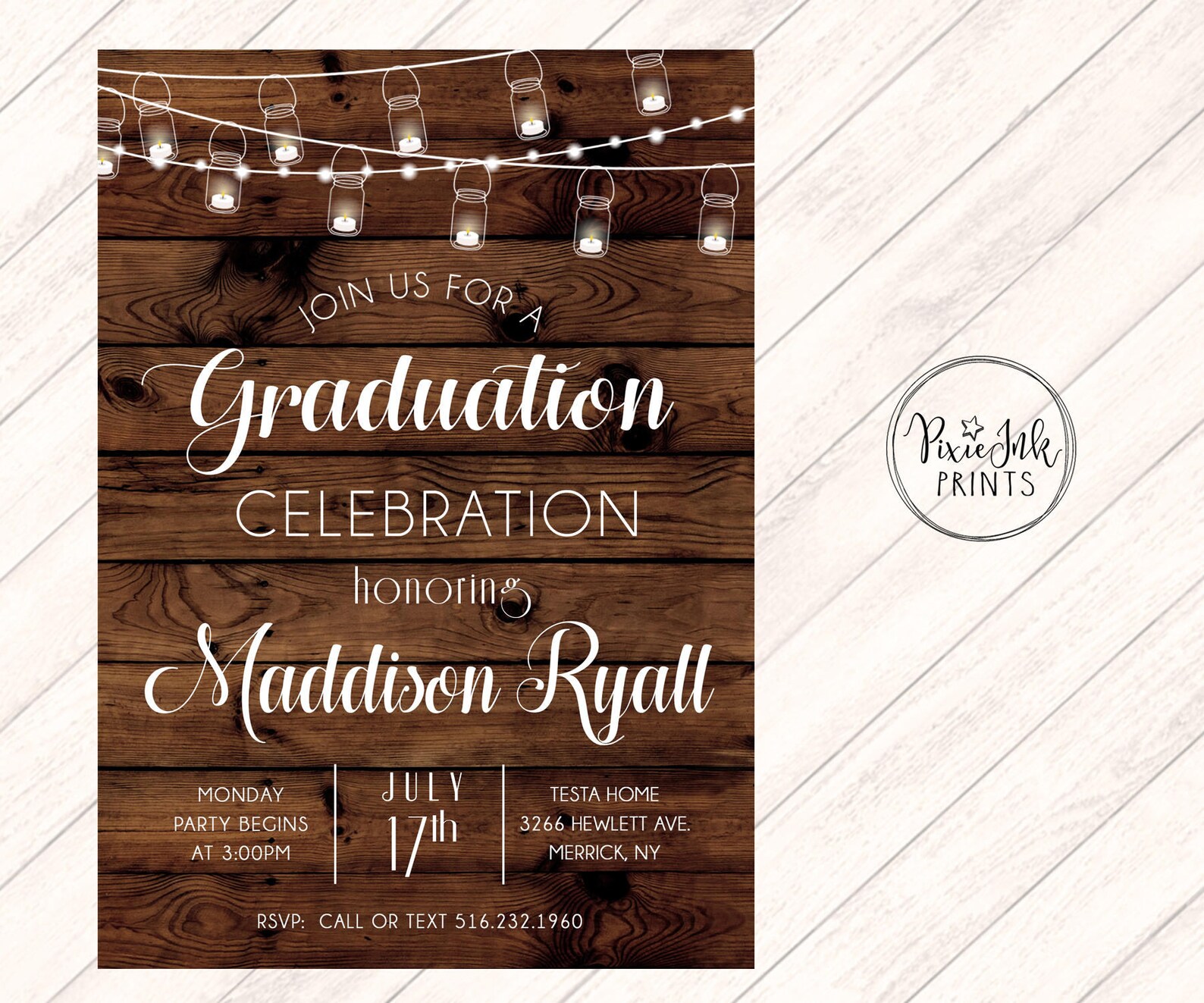Rustic Graduation Party Invitation Wood Graduation - Etsy