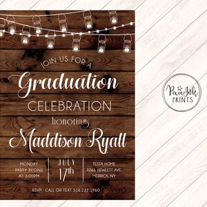 Rustic Graduation Party Invitation, Wood Graduation Invitation, Wood ...