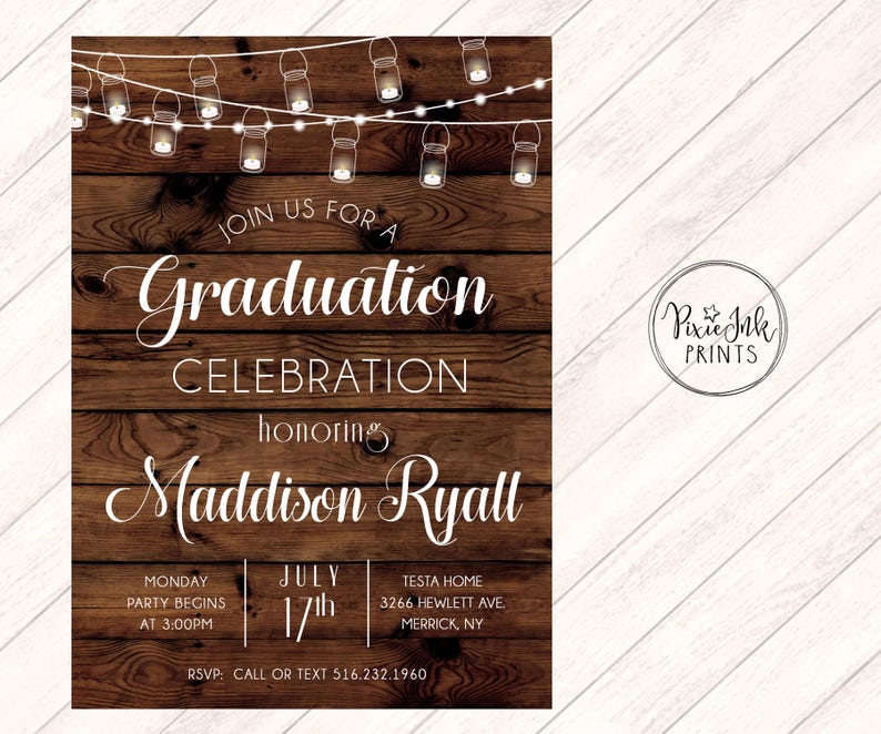 Rustic Graduation Party Invitation Wood Graduation - Etsy
