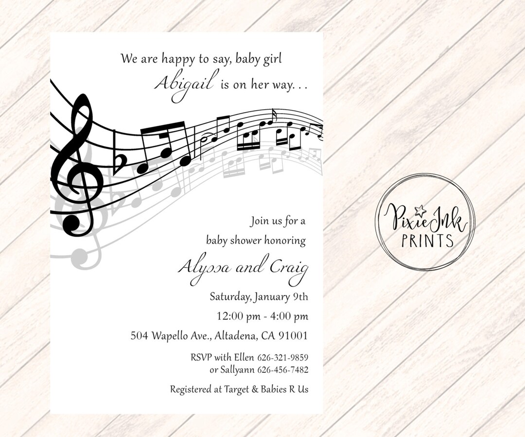 Music Notes Baby Shower Invitation Musical Baby Shower - Etsy
