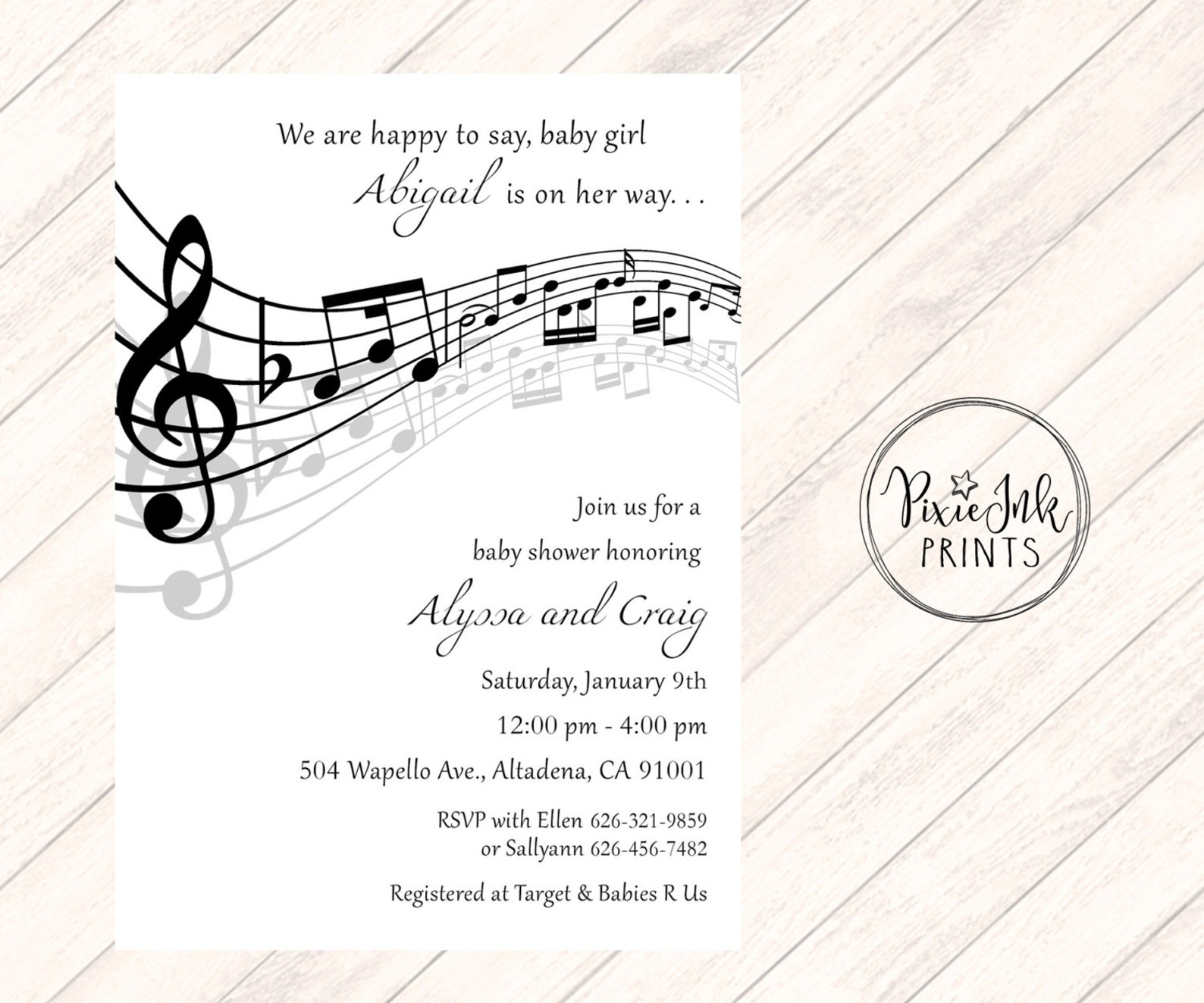 Music Notes Baby Shower Invitation Musical Baby Shower | Etsy