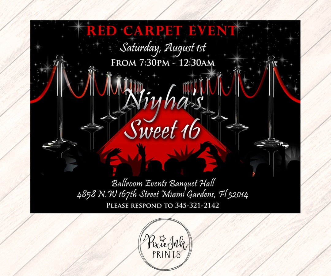 Red Carpet Invitation, Hollywood Party Invite, Red Carpet Party ...