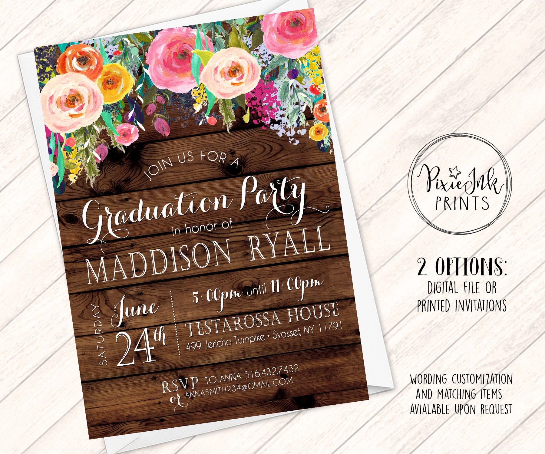 Rustic Graduation Party Invitation Wood Graduation - Etsy