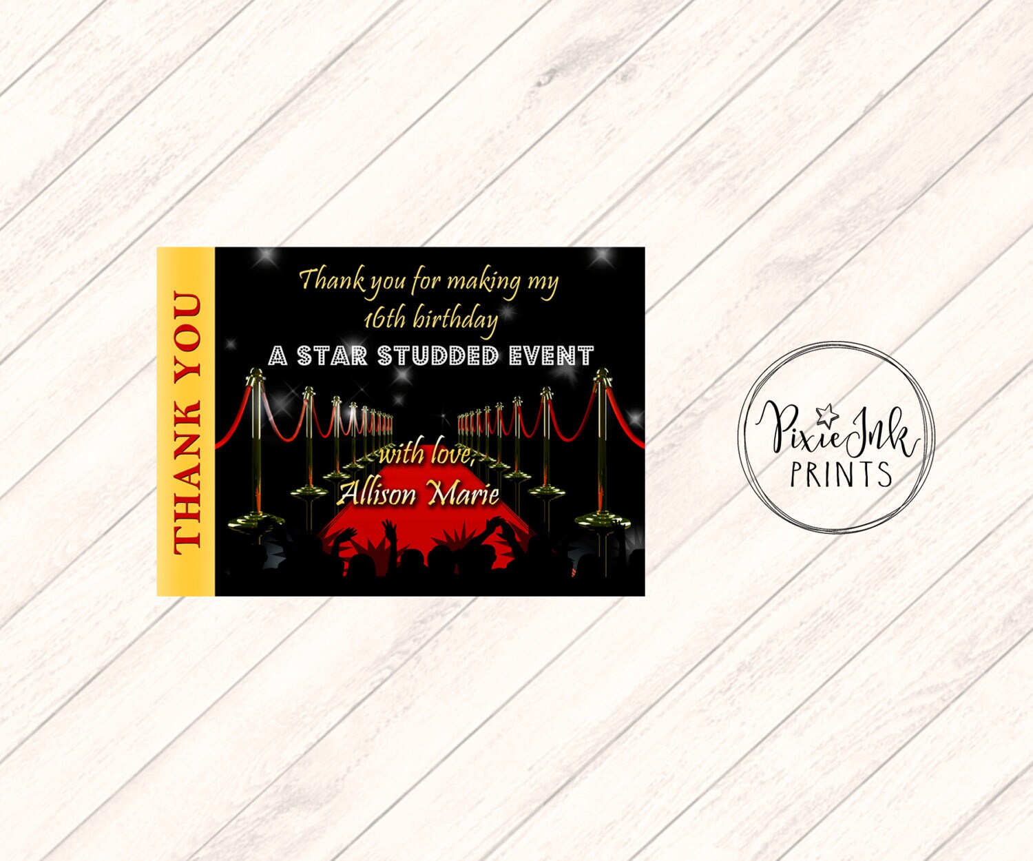 Red Carpet Thank You Card Red Carpet Favor Tag Hollywood - Etsy