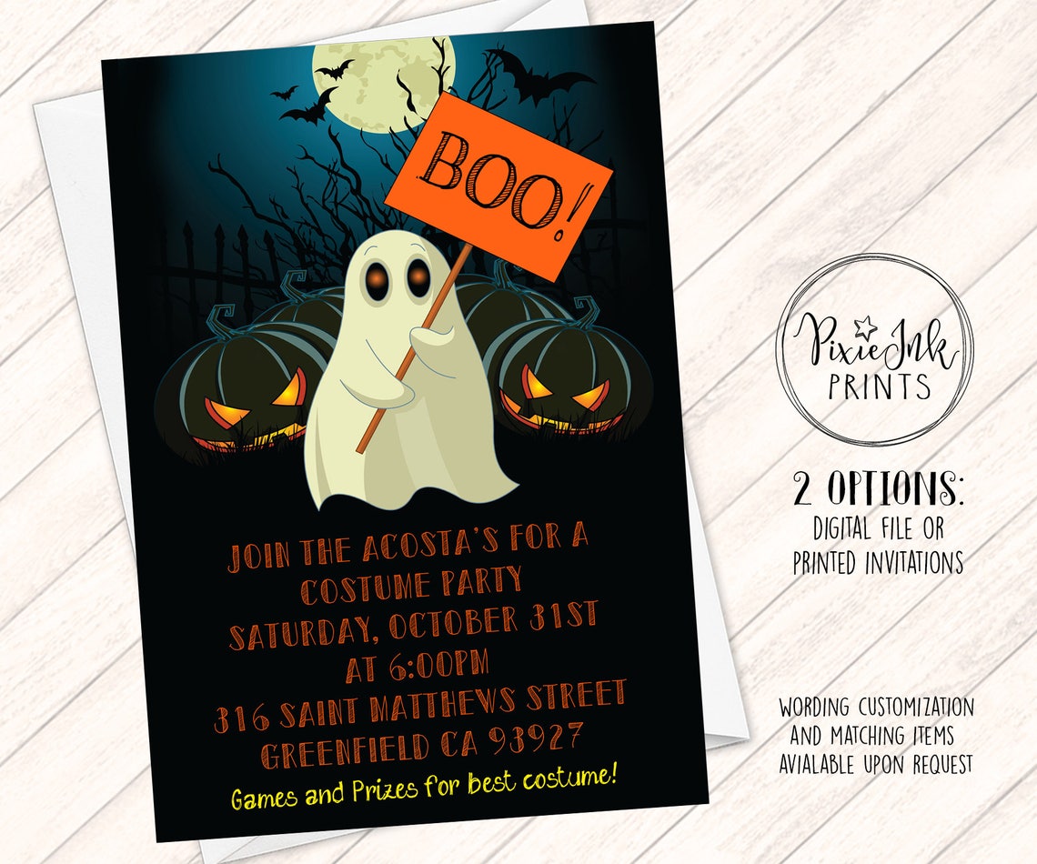 Ghost Invitation Halloween Party Invitations Boo Party | Etsy