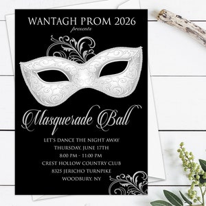 Prom Invitation, Masquerade Ball Prom Invitation, Masquerade Prom ...