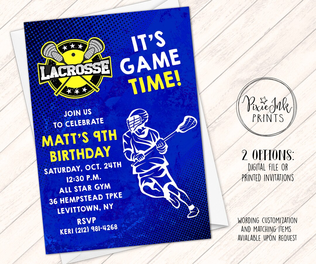 Lacrosse Invitation, Lacrosse Birthday Invitation, Lacrosse Party ...