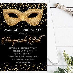Masquerade Ball Prom Invitation, Masquerade Prom Invitation, Prom ...