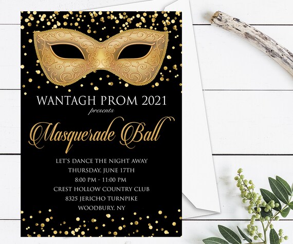 Masquerade Ball Prom Invitation Masquerade Prom Invitation | Etsy
