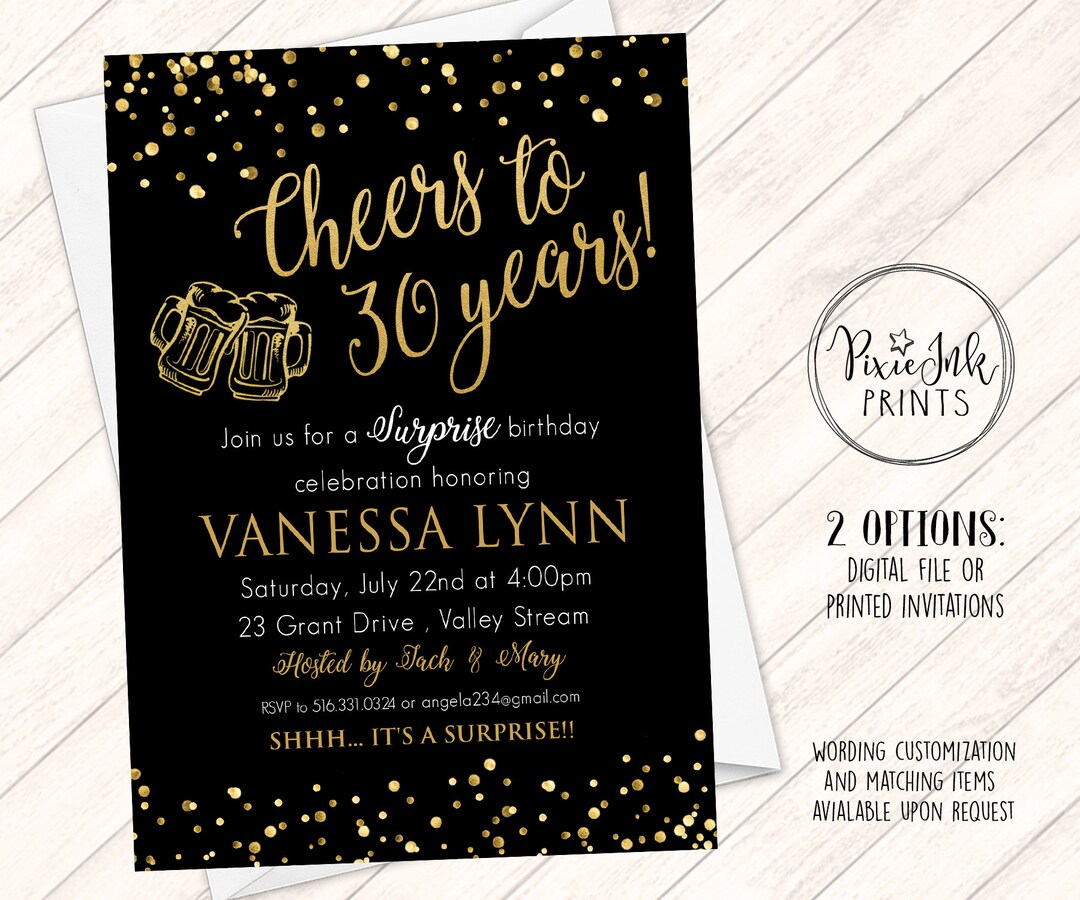 Cheers Invitation, Cheers & Beers Invitation, Cheers to 30 Years ...