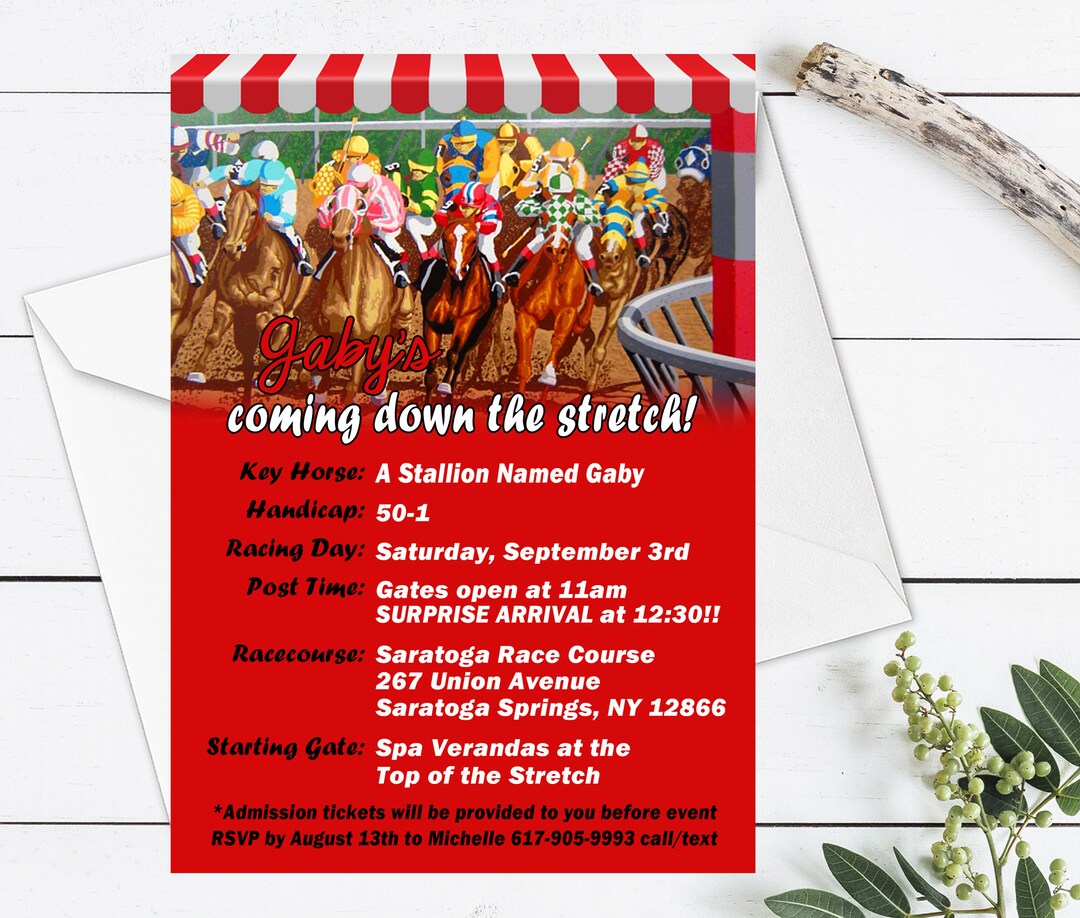 Horse Racing Invitation, Coming Down the Stretch Invitation, Racing ...