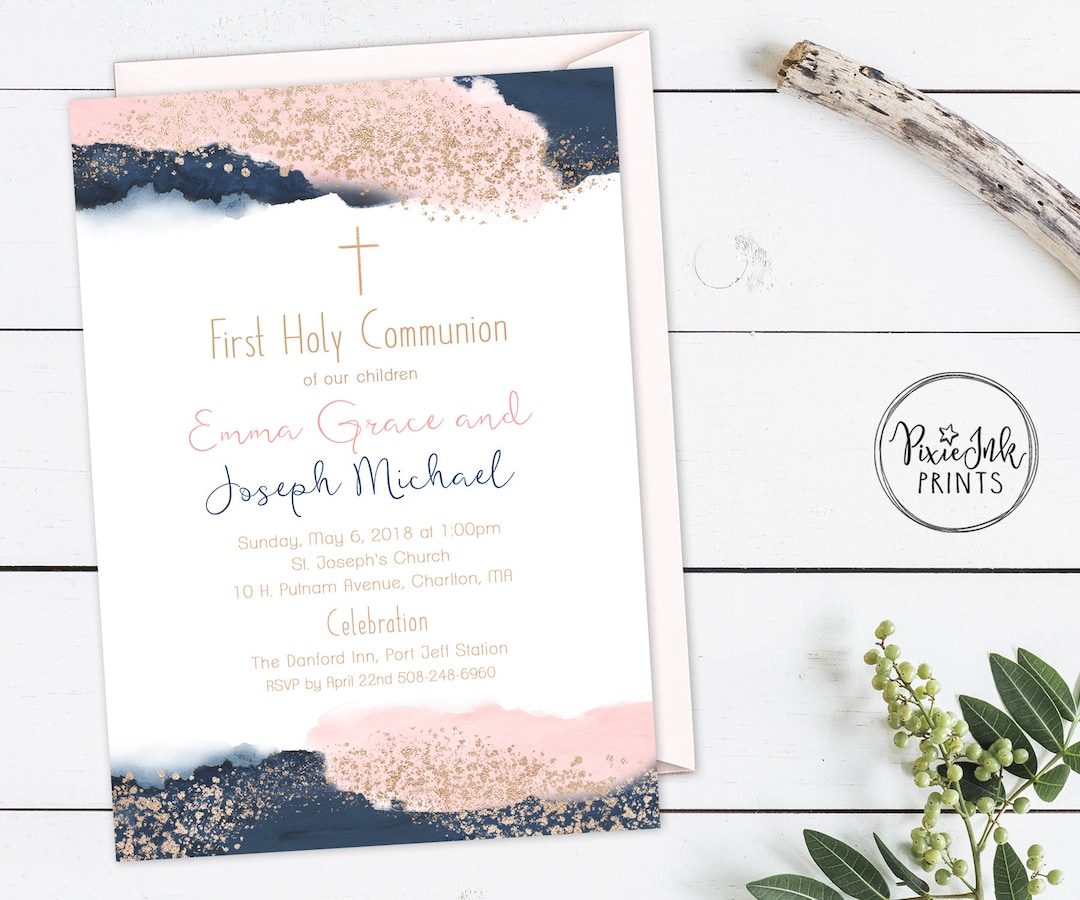 Twin Communion Invitation, First Communion Invitation for Twins, Boy ...