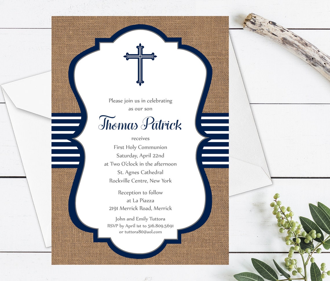 Communion Invitation Boy 1st Communion Invitation First Holy - Etsy