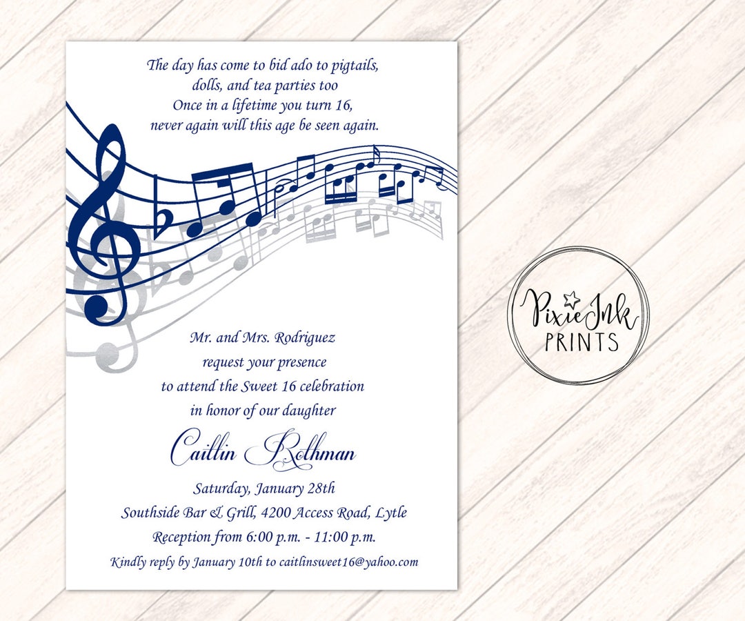 Music Notes Invitation, Musical Party, Sheet Music Invitation, Music ...