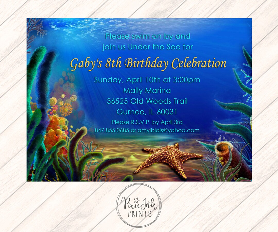Under the Sea Invitation, Ocean Invite, Starfish Invitation, Under the ...