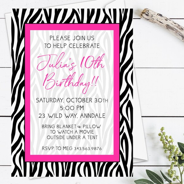 Zebra Print Invite - Etsy