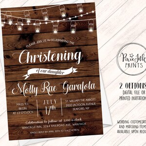 Rustic Baptism Invitations Rustic Christening Invitations - Etsy