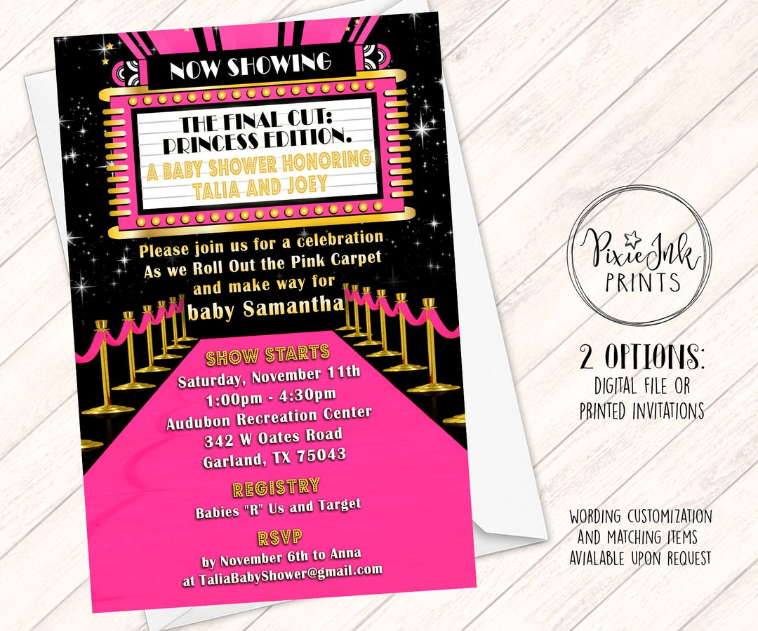Pink Carpet Invitation, Hollywood Party Invite, Pink Carpet Party ...