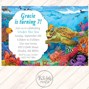 Under the Sea Invitation, Sea Animals Invite, Sea Turtle Invitation ...