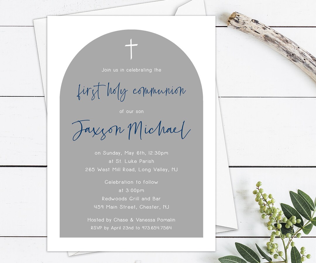 First Communion Invitation for Boy First Holy Communion Invitation ...