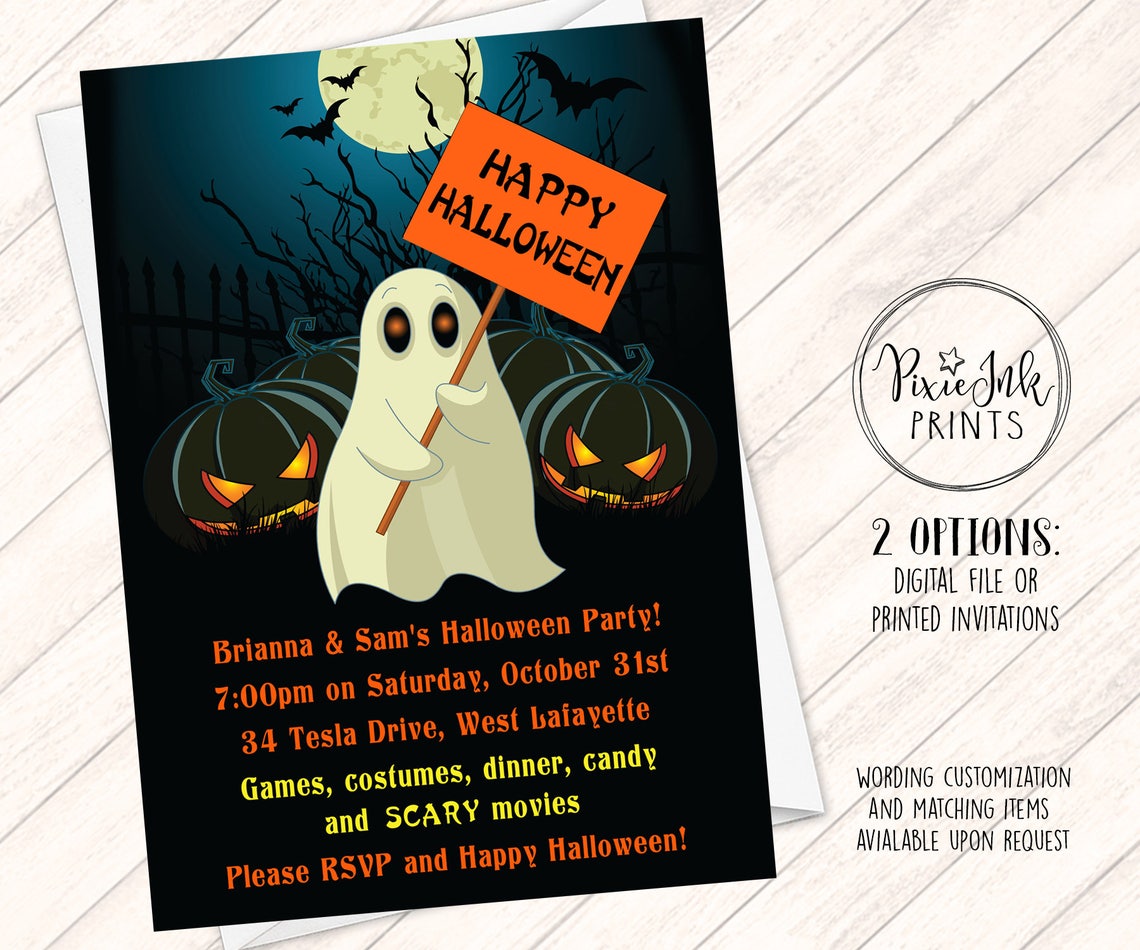 Ghost Invitation Halloween Party Invitations Boo Party | Etsy