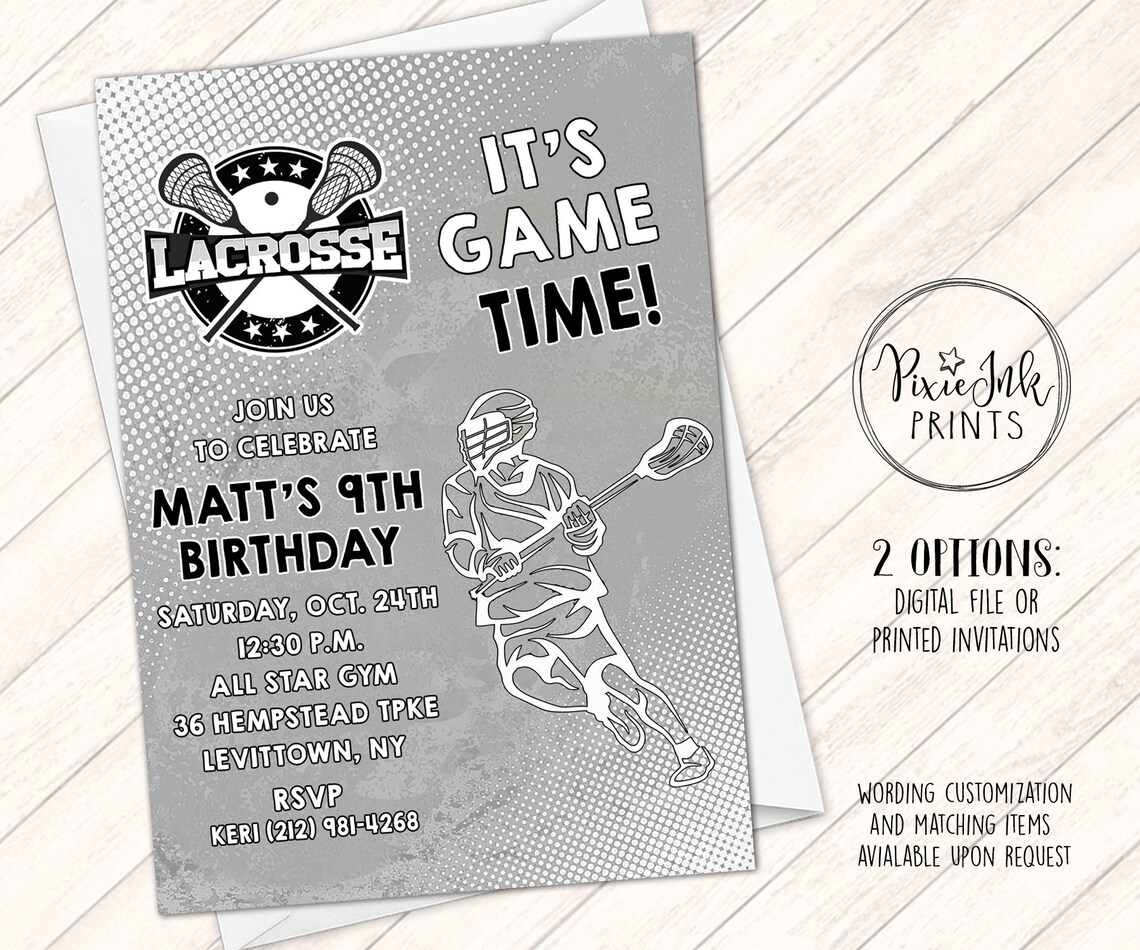 Lacrosse Invitation Lacrosse Birthday Invitation Lacrosse | Etsy