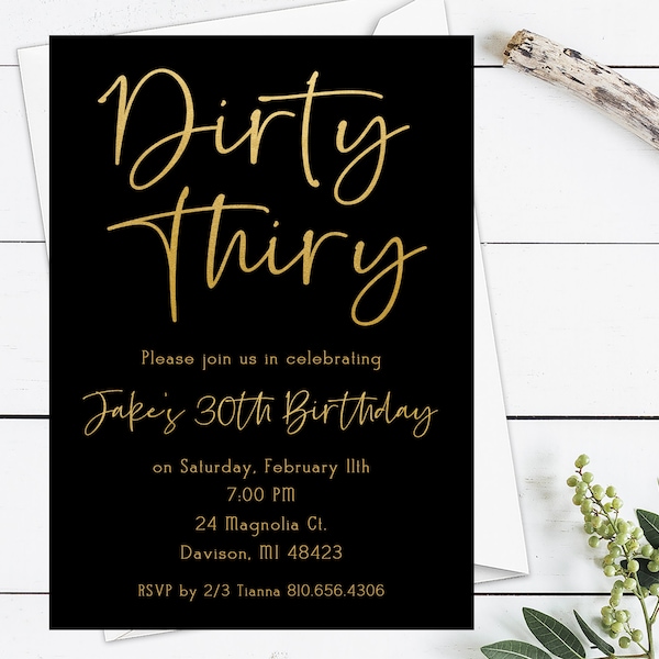 Dirty 30 Party Invitations - Etsy
