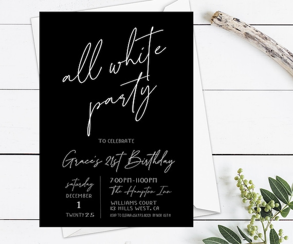 All White Party Invitations All White Party Invitations - Etsy