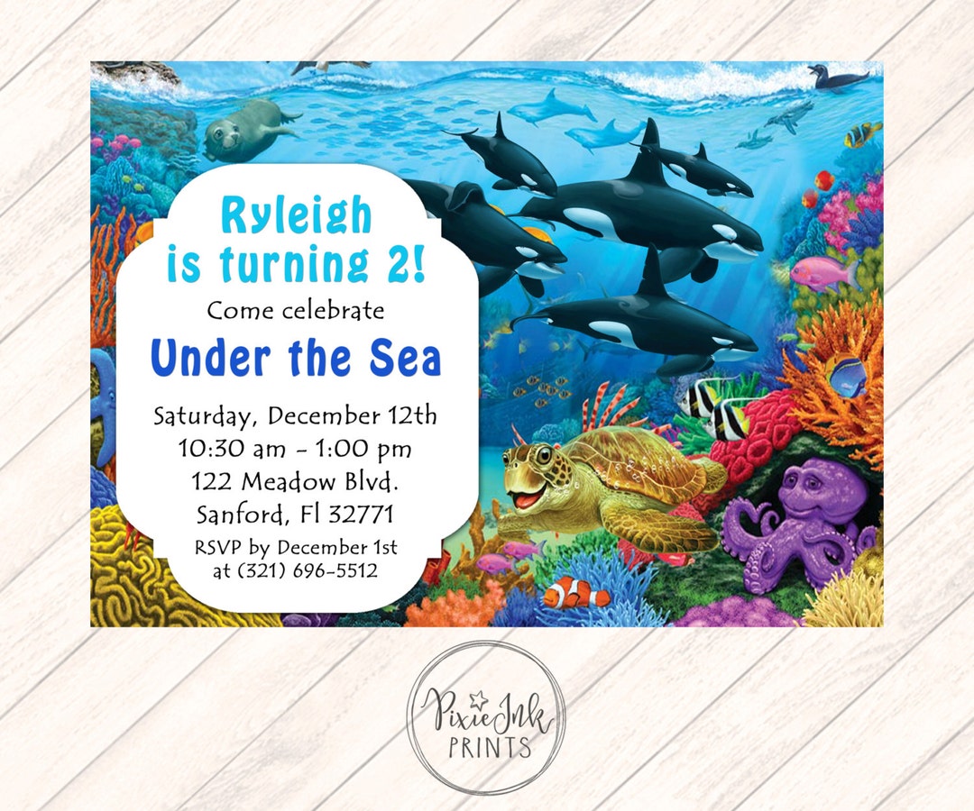 Under the Sea Invitation, Sea Animals Invite, Orca Whale Invitation ...