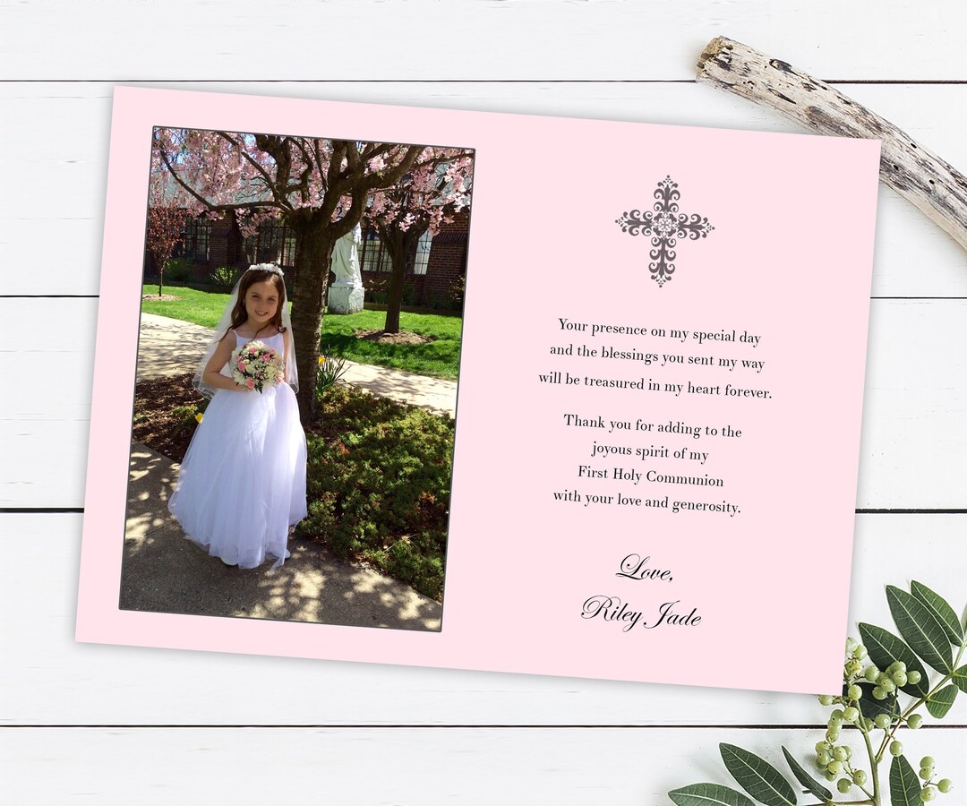 Thank You Card Communion Photo, First Holy Communion Thank You, DIY ...