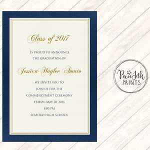 Graduation Party Invitation Blue & Gold Graduation | Etsy