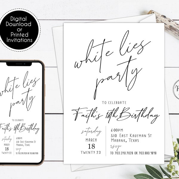 White Lie Party Invitations - Etsy