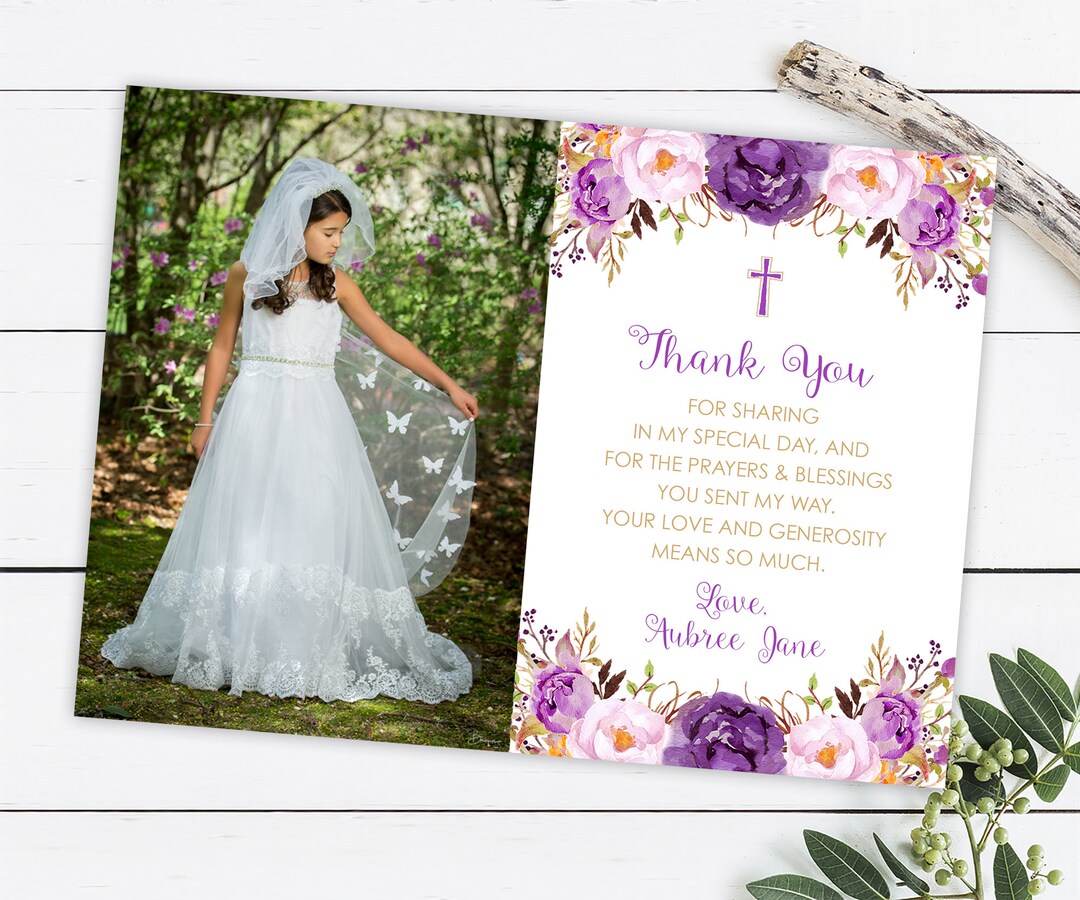 Thank You Card Communion Photo, First Holy Communion Thank You, DIY ...