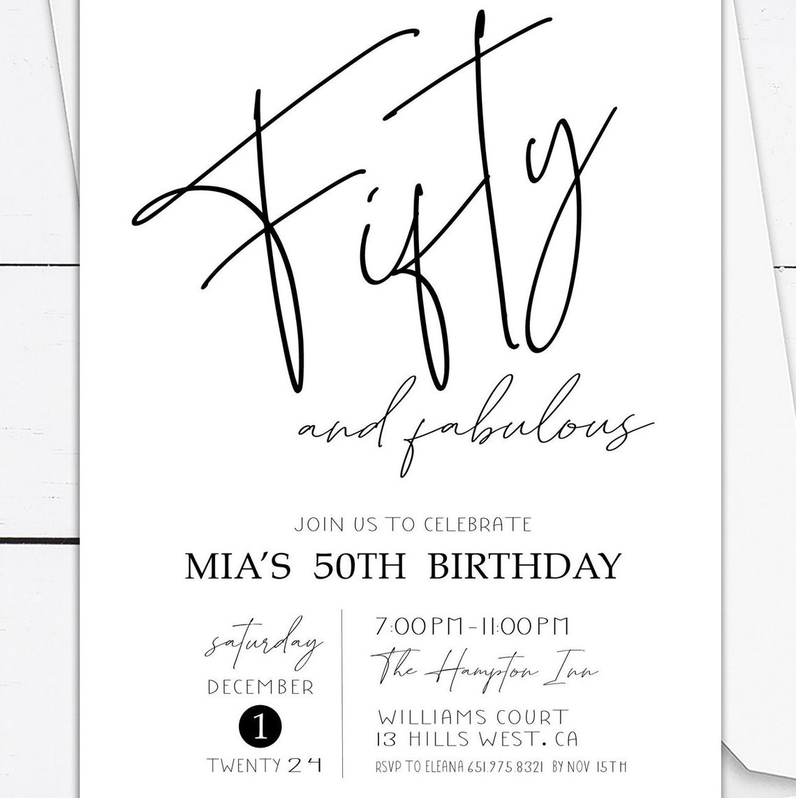 50th Birthday Party Invitation Fifty & Fabulous Invitation - Etsy